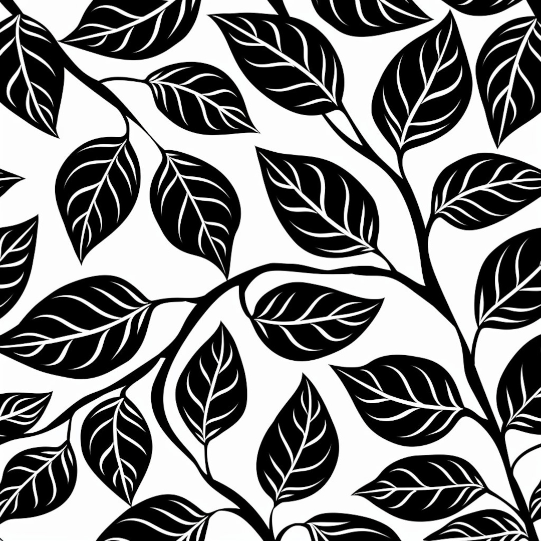 Black and White Leaf Patterns SVG, Botanical Vector Art, Digital ...