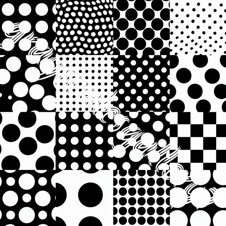 Black and White Abstract Dots SVG, Minimalist Vector Patterns, Digital ...