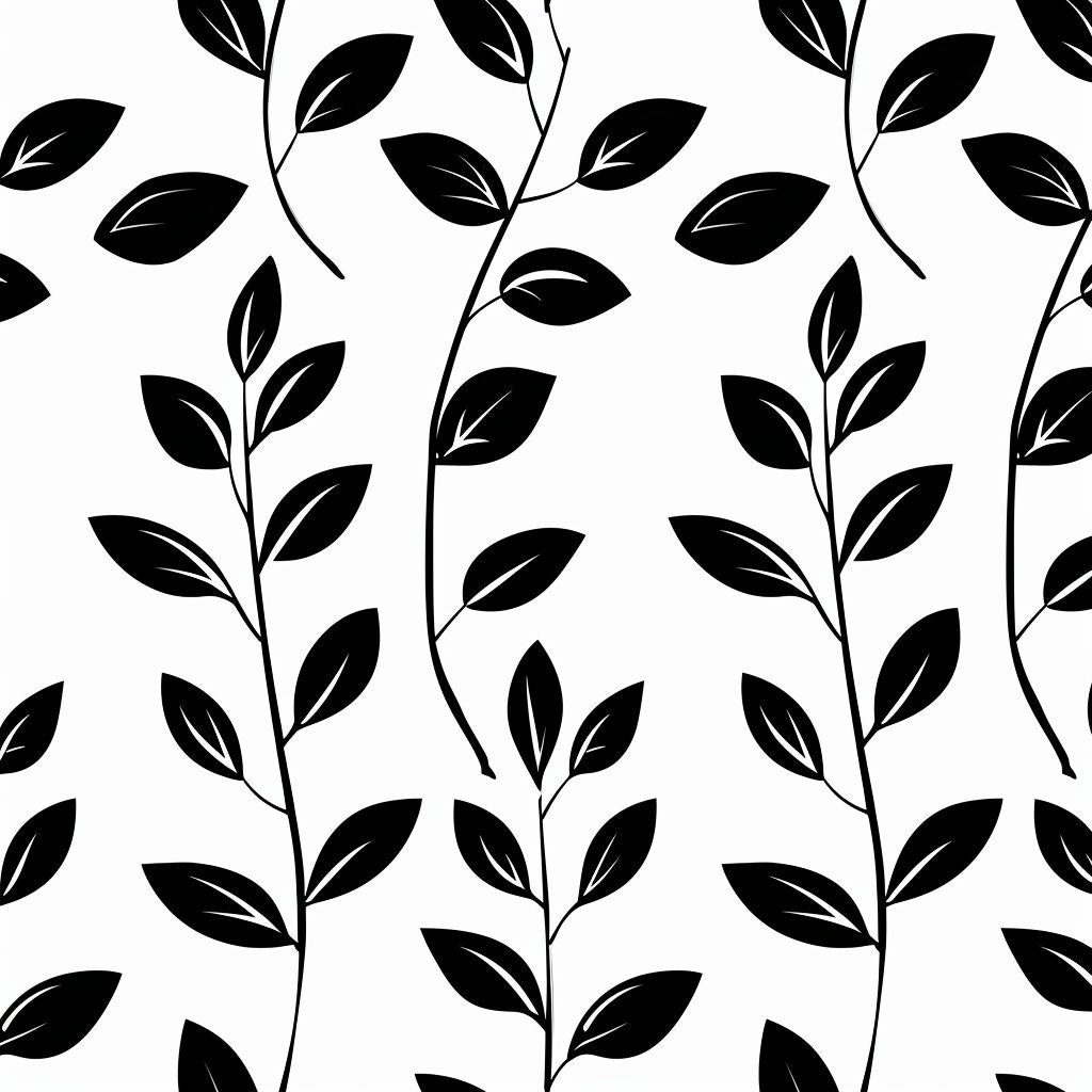 Black and White Leaf Patterns SVG, Botanical Vector Art, Digital ...