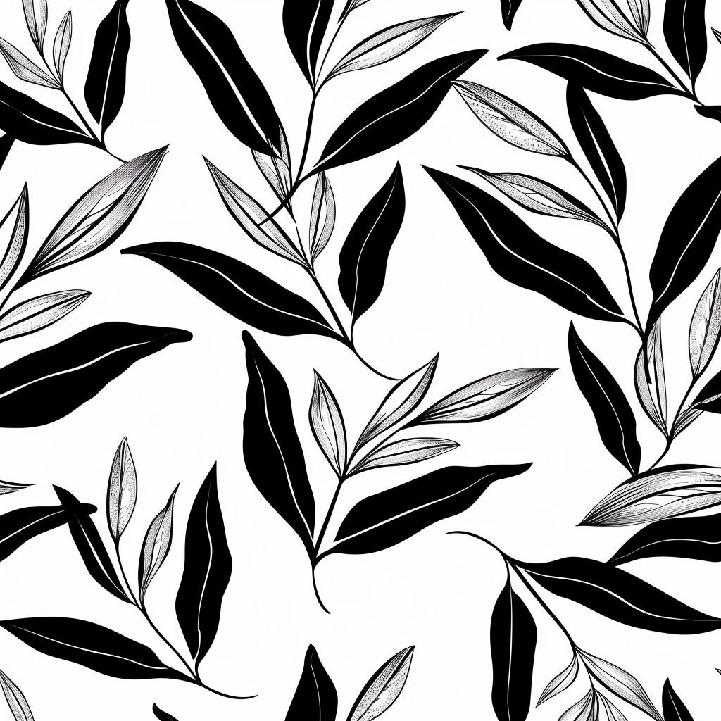 Black and White Leaf Patterns SVG, Botanical Vector Art, Digital ...