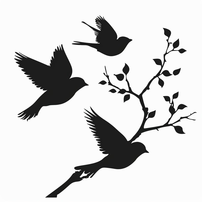 Bird SVG, Bird on Branch SVG, Birds SVG, Birds on Branch Svg, Branch ...