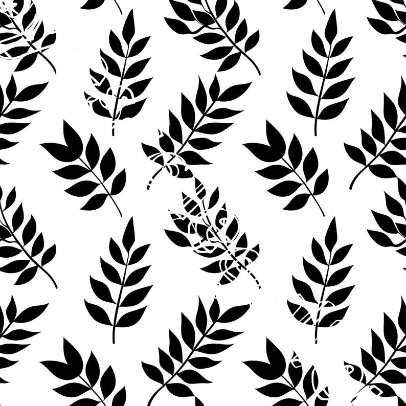 Leaves, Patterns, Svg, Vectorart, Blackandwhite, Digitaldownload ...