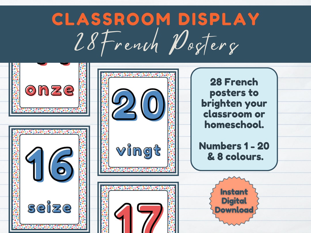 French Classroom Posters Numbers & Colours - Etsy