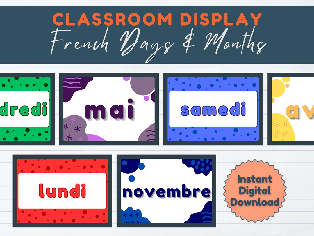 French Classroom Posters 19 Posters of Days and Months - Etsy