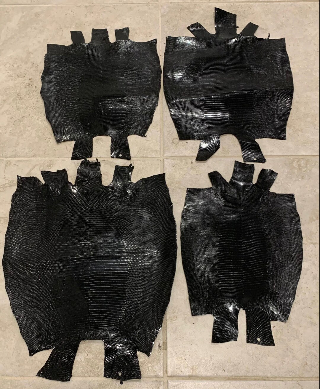 Black Ring Lizard Skin: Glazed Exotic Leather for Leathercrafting - Etsy