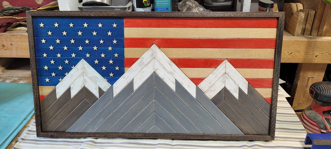 Flag/mountain Scene - Etsy