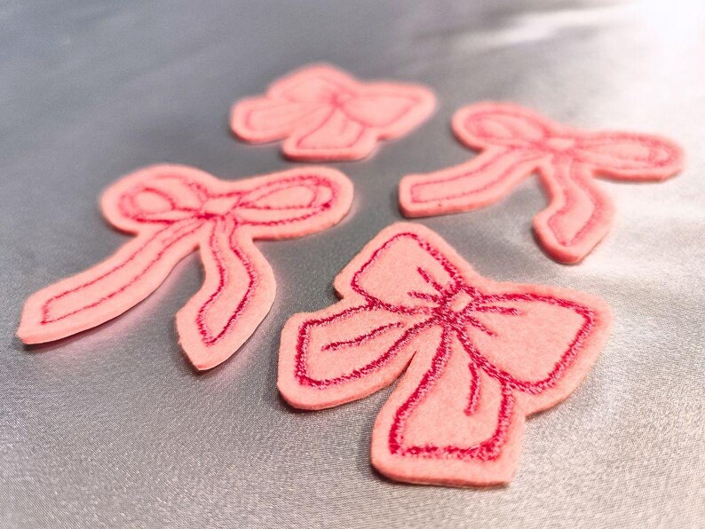 Pink Bow Embroidered Iron-on Patches - Sweeten Your Style! - Etsy