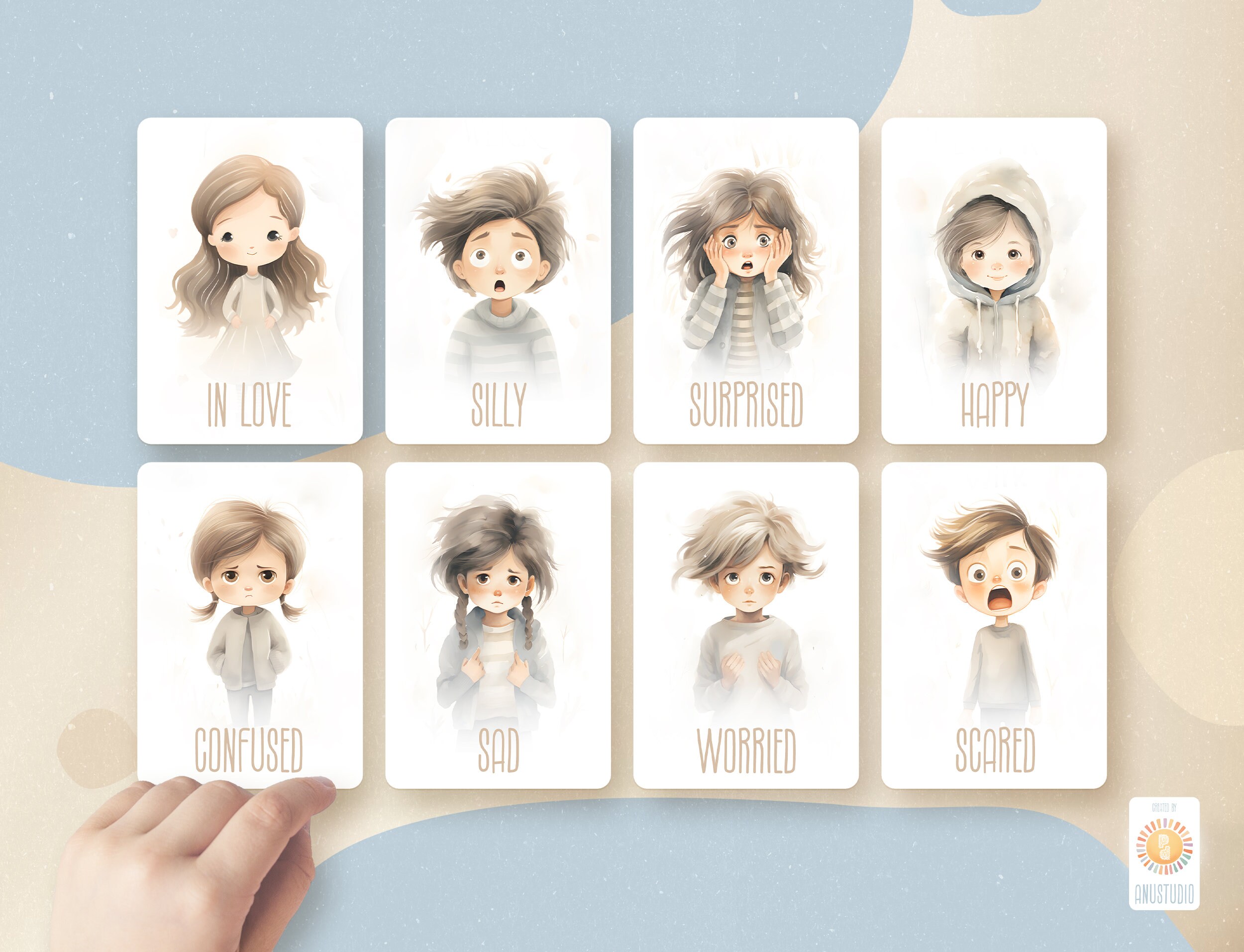 16 Emotions Flashcards, Feelings Flashcards, Montessori Toddler ...