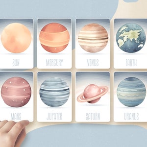 Planets Flashcards for Kids, Montessori Toddler, Solar System Flash ...