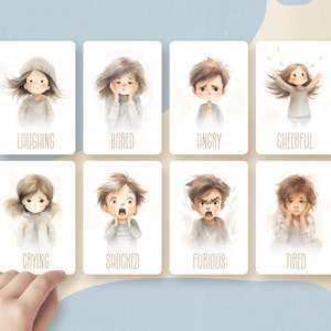 16 Emotions Flashcards, Feelings Flashcards, Montessori Toddler ...