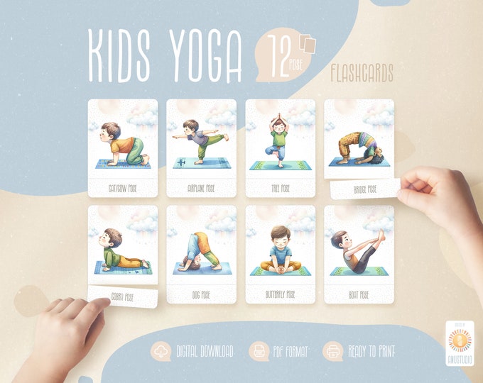 Kids Yoga Poses, Yoga Flashcards Printables, Yoga for Kids, Yoga ...