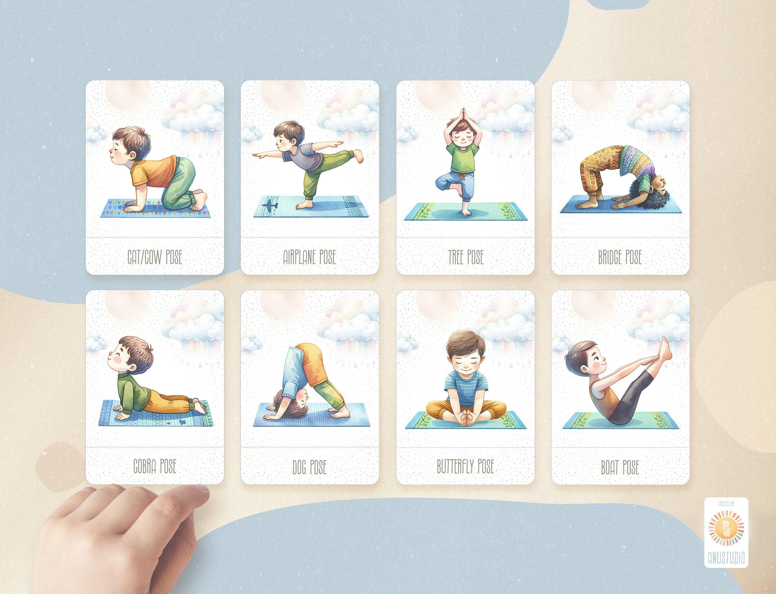 Kids Yoga Poses, Yoga Flashcards Printables, Yoga for Kids, Yoga ...