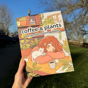 Coffee & Plants: Relaxing Advanced Adult Coloring Book | 12 Pages of ...