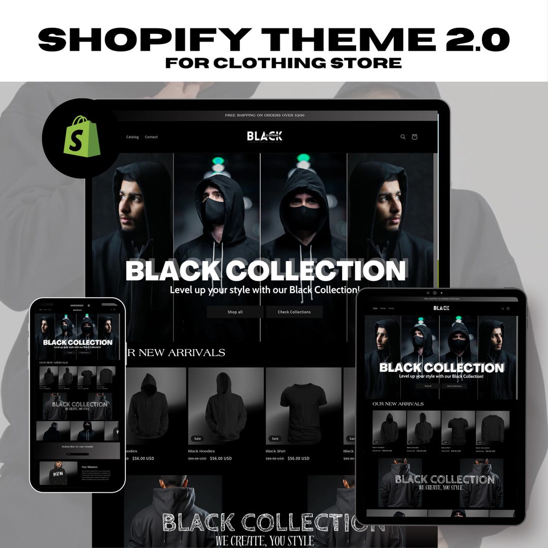 Black Shopify Theme: Clothing, Fashion & Streetwear Template - Etsy