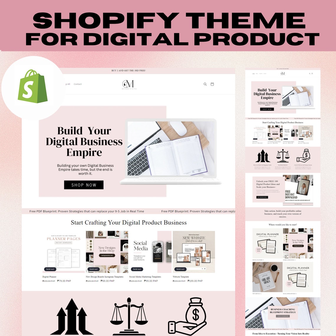 Shopify Theme for Digital Products , Website for Digital Products ,plr ...