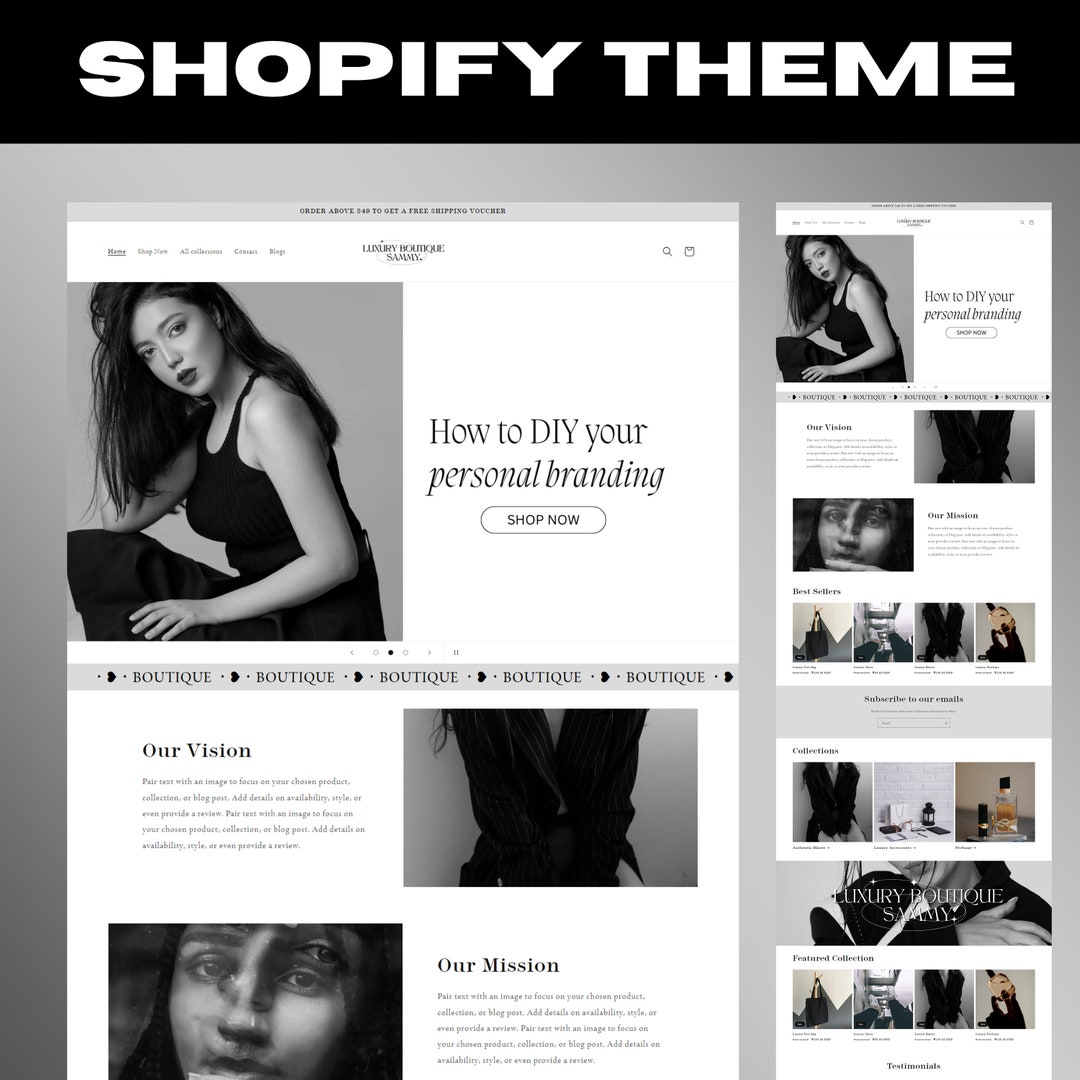 Shopify Luxury Theme Template, Black & White Aesthetic, Modern Shopify Theme, Shopify Store ...