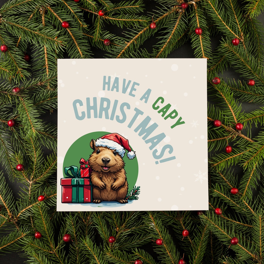 Capybara Christmas Card | Merry Christmas Card | Christmas Capybara ...