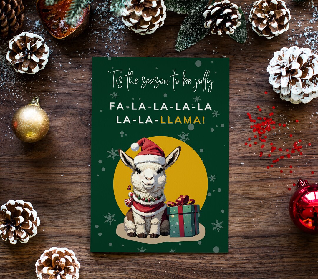 Llama Christmas Card | Merry Christmas Card | Christmas Llama Card ...