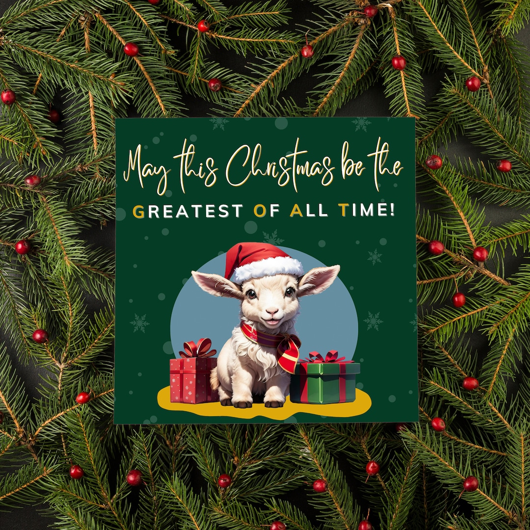Goat Christmas Card | Merry Christmas Card | Christmas Goat Card ...