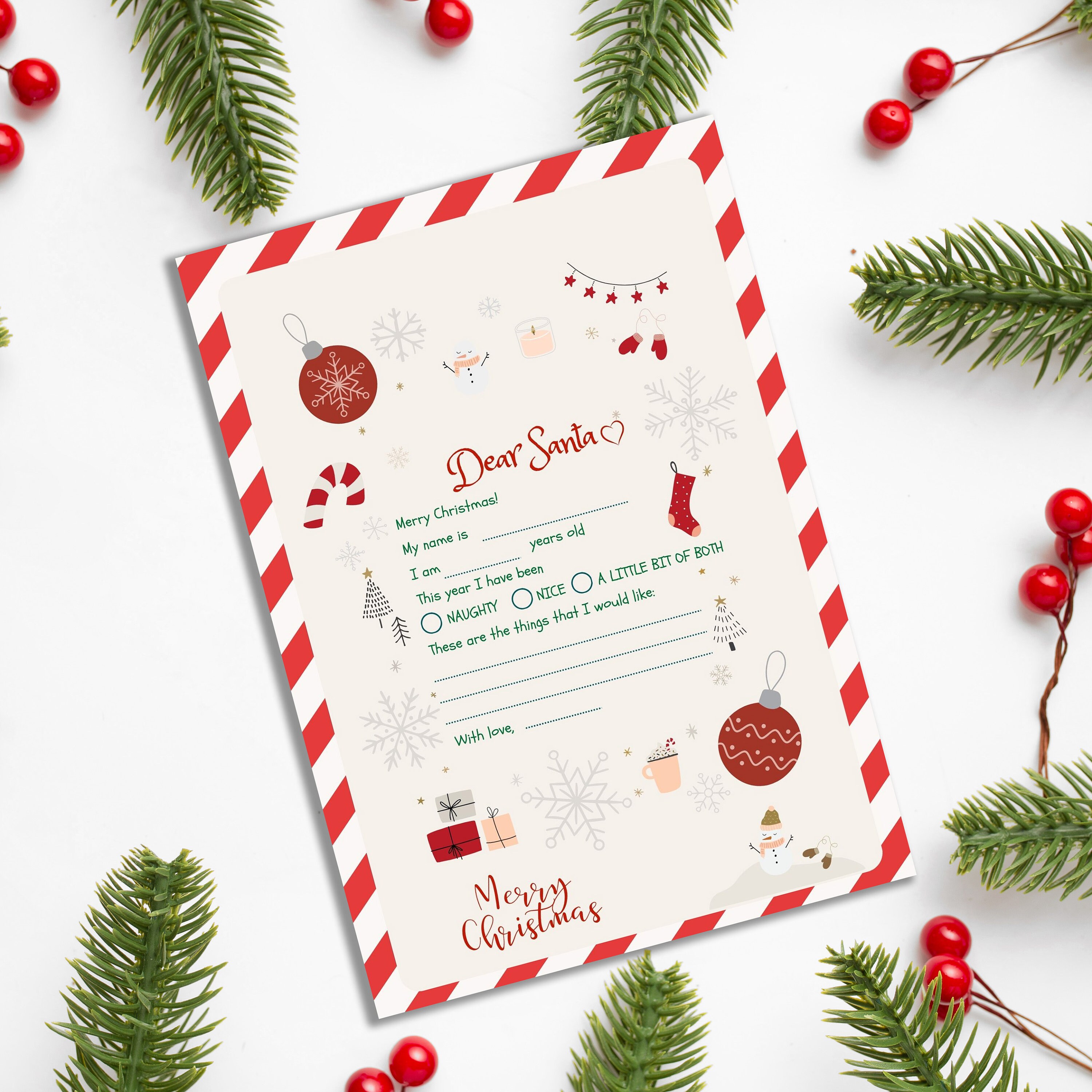 Letter to Santa Printable Easy to Print Letter to Santa Letter - Etsy