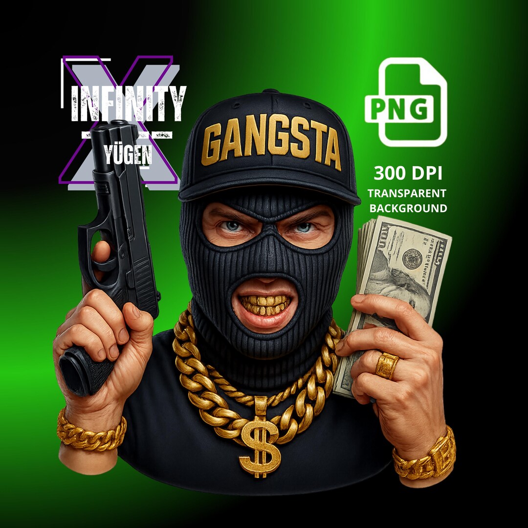 Gangster PNG Ski Mask Teeth Hustle Guy Png Streetwear Style Png ...