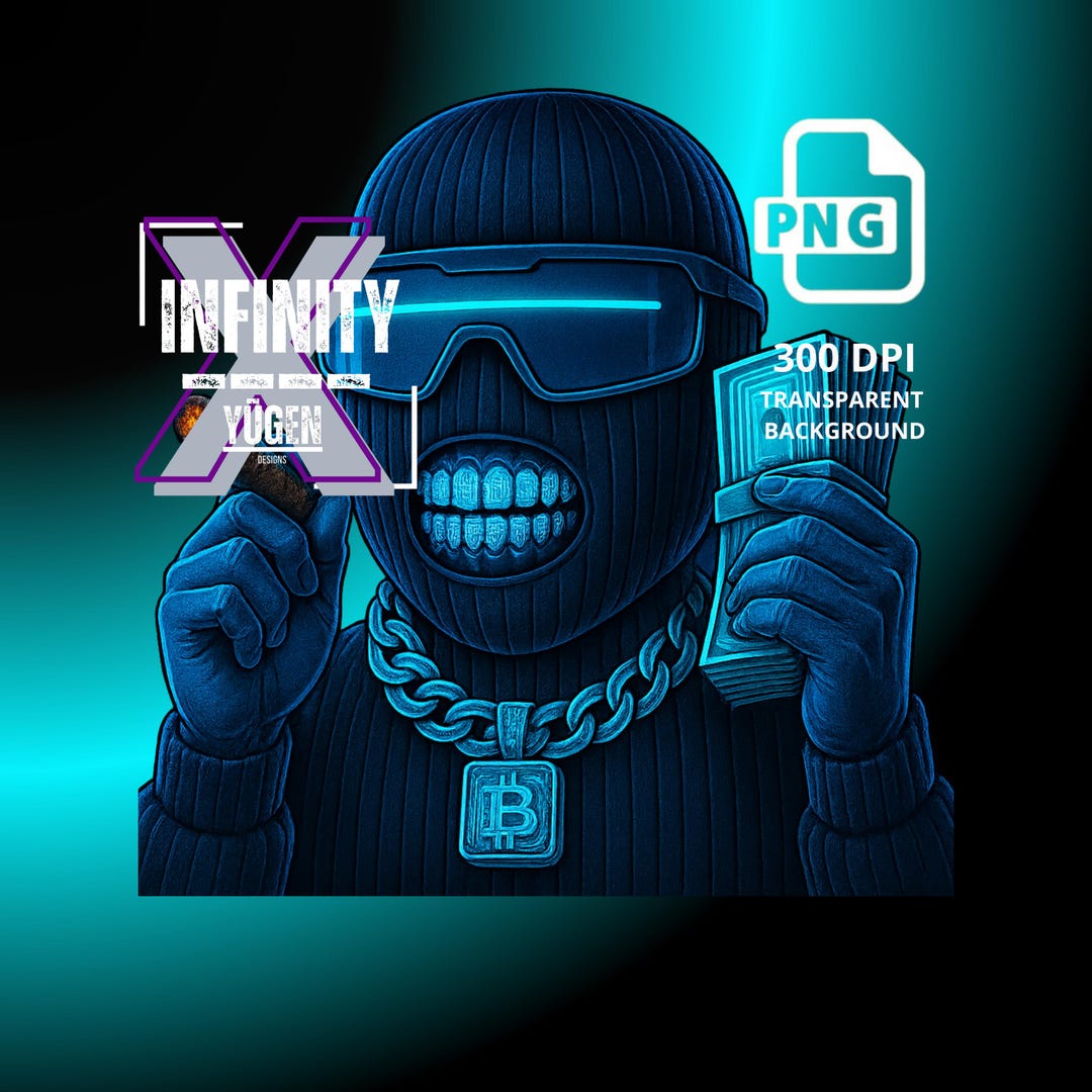 Cyber Gangster PNG Ski Mask Diamond Teeth Hustle Guy Streetwear Style ...
