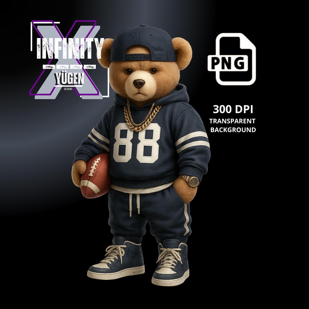 Dallas Football Hip Hop Teddy Bear PNG | Cowboys Streetwear Teddy ...