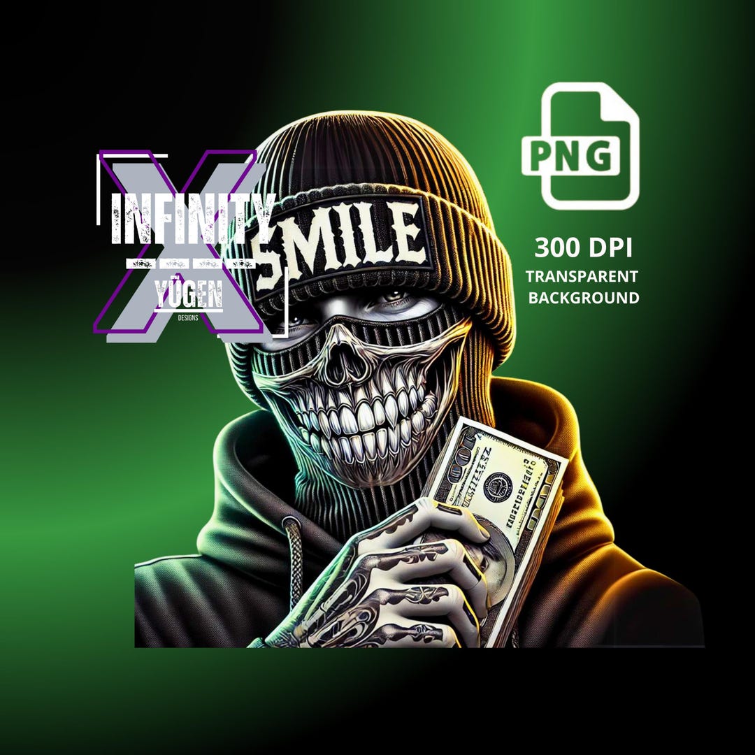Smile Mask Gangsta PNG, Hustle & Urban Streetwear Clipart, Make Money ...