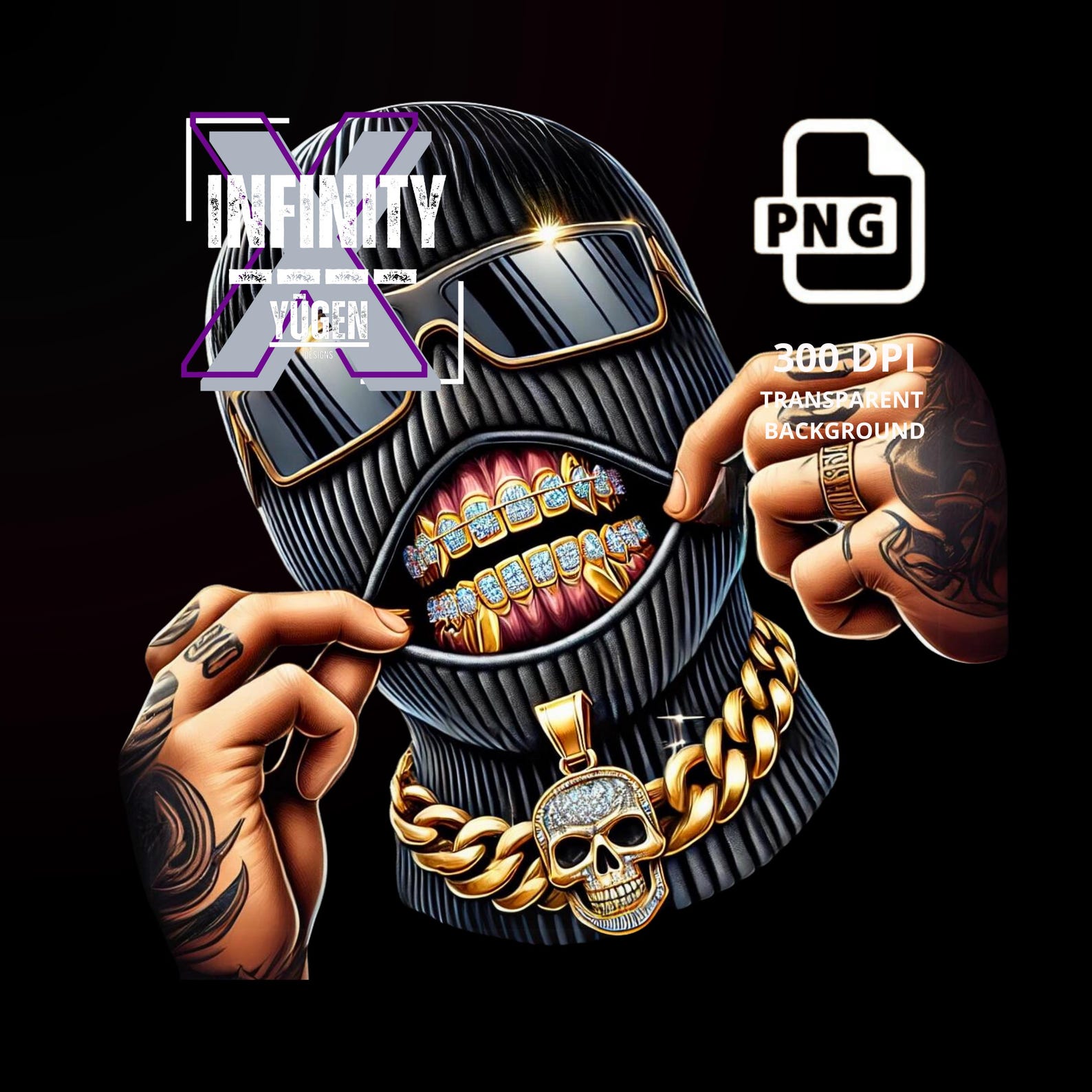 Gangster PNG Ski Mask Diamond Teeth Hustle Guy Png Streetwear Style Png ...