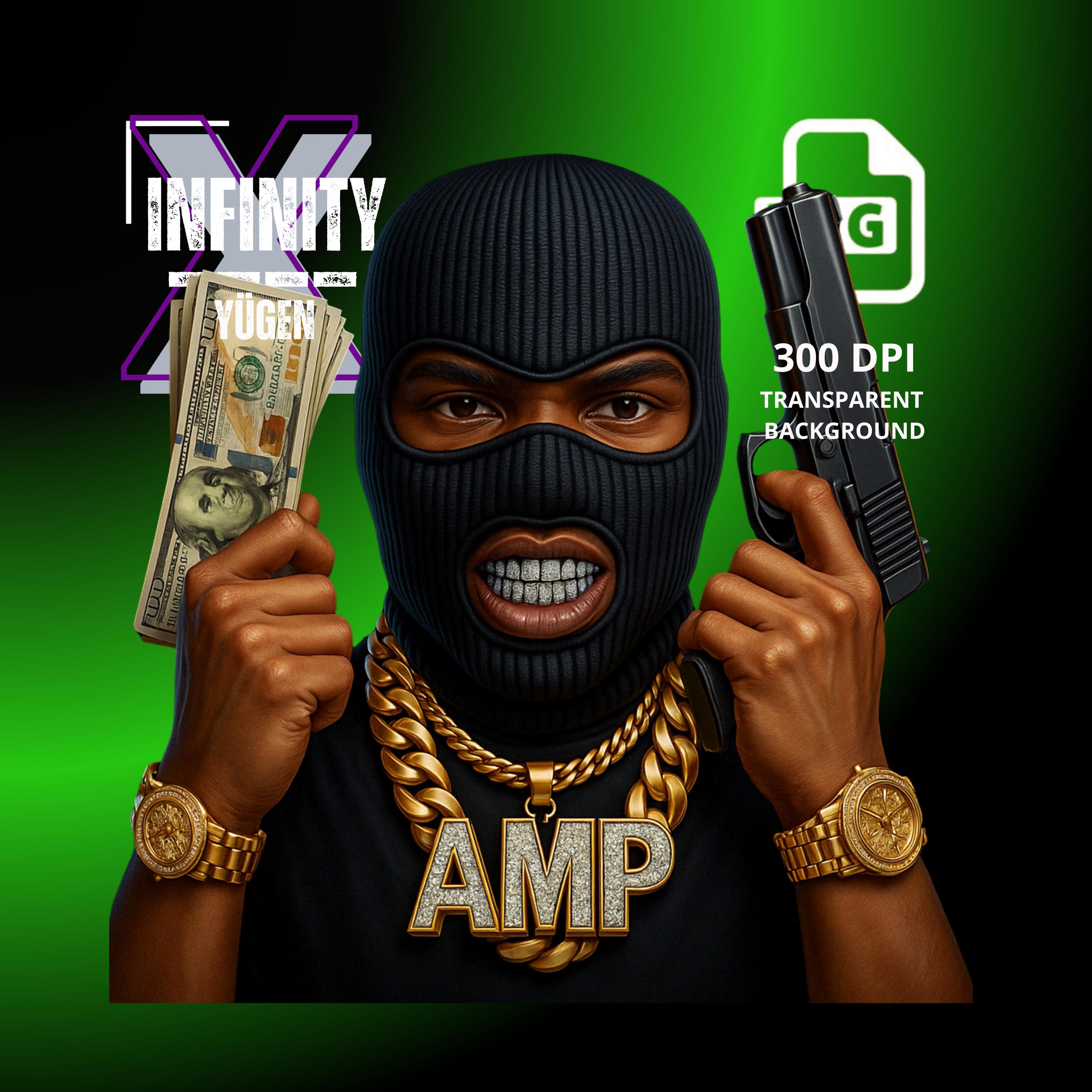 Gangster PNG Ski Mask Diamond Teeth Hustle Guy Png Streetwear Style Png ...
