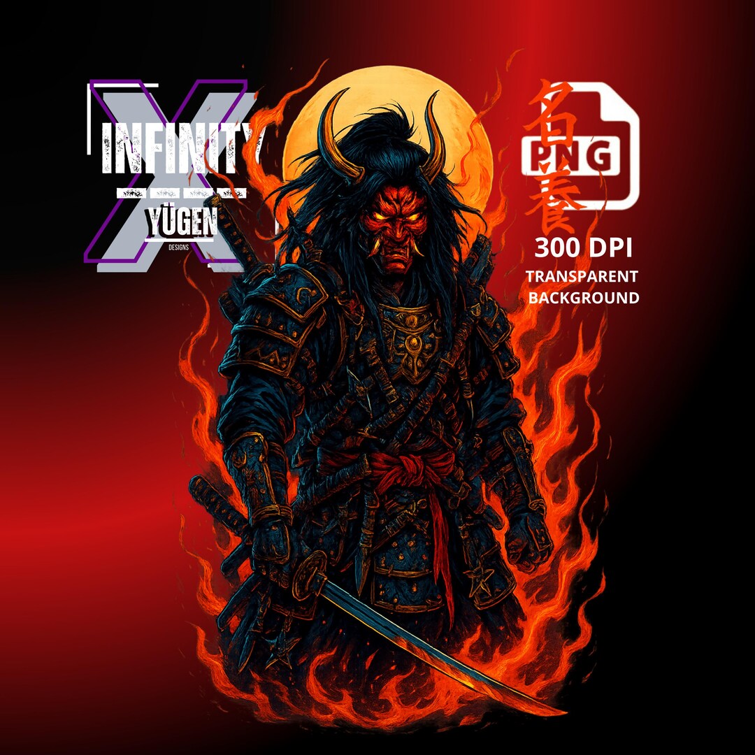 Fire Samurai Warrior PNG, Japanese Style Digital Download, Printable ...