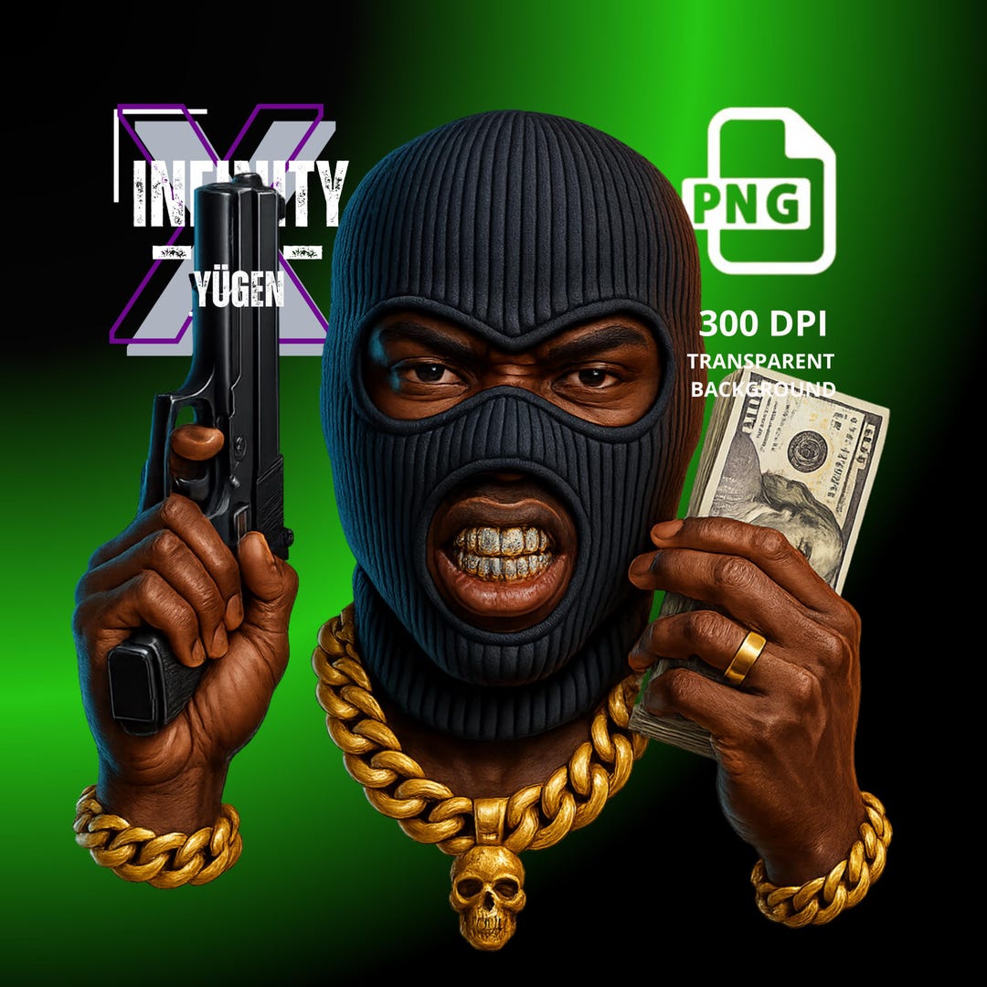 Gangster PNG Ski Mask Guy Png Streetwear Style Png Streetwear Designs ...