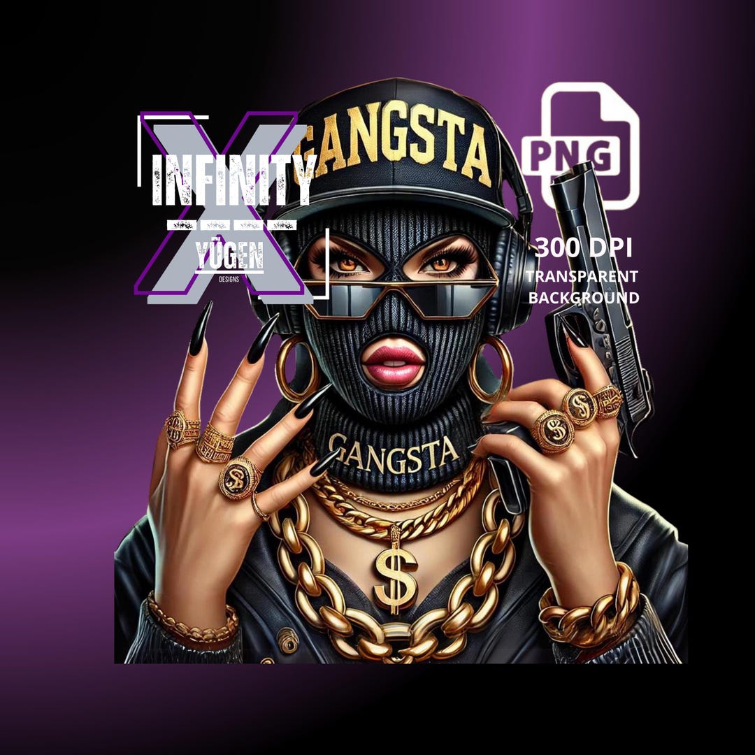 Armed Ski Mask Girl Png, Ski Mask Gangsta Girl Png, Black Ski Mask Girl ...