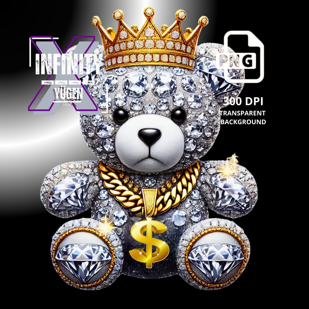 Diamond Gangstateddy Bear, Thug Life Plush Clipart PNG, Funny Hood Bear ...