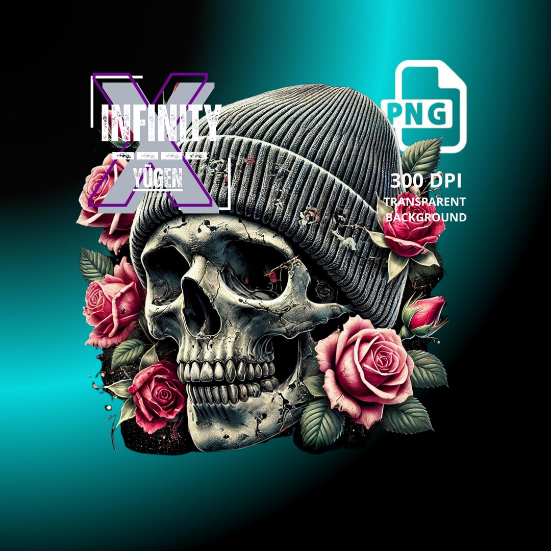 Gangsta Skull With Roses PNG, Skull Sublimation Design, Printable Skull ...