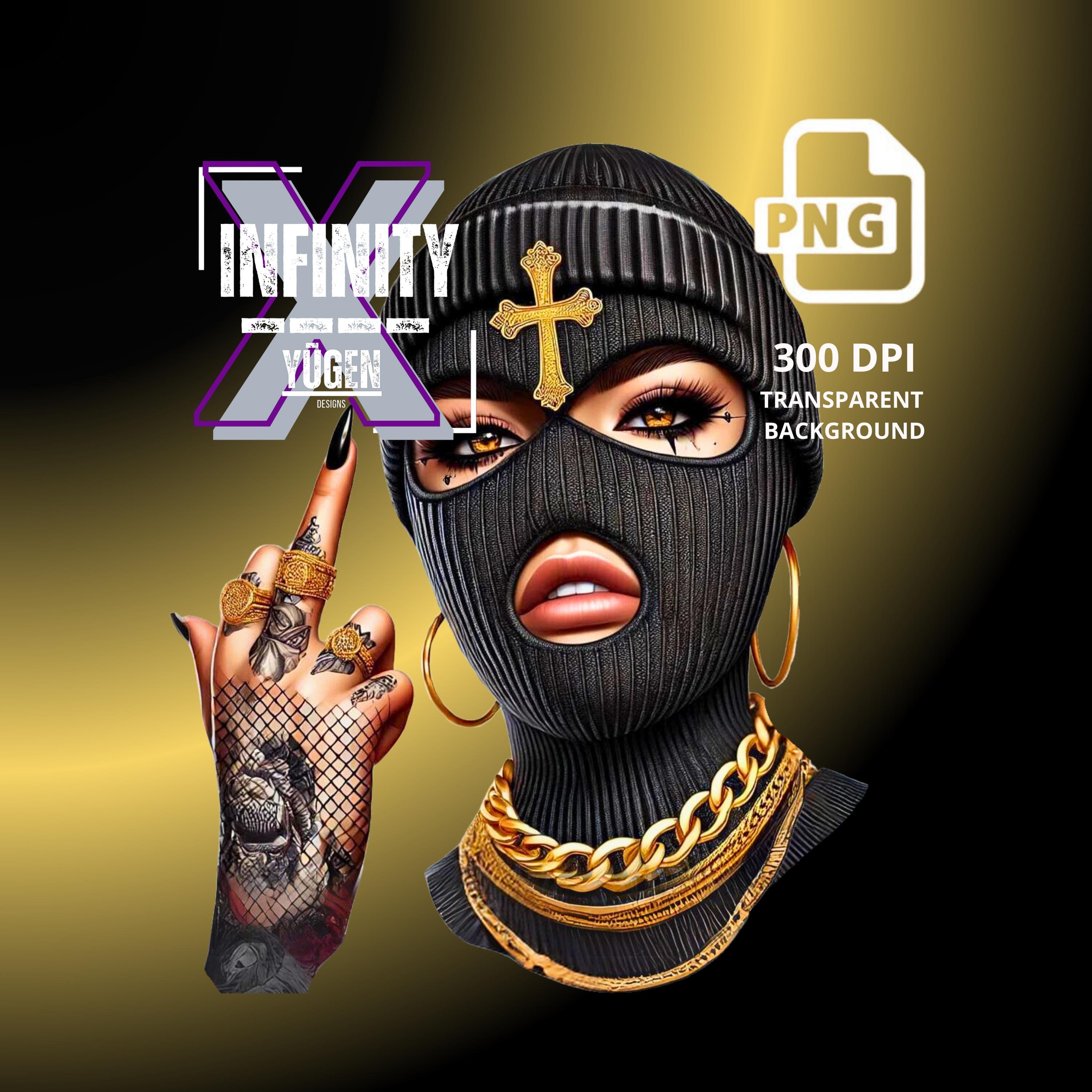 Gold Ski Mask Girl Png, Ski Mask Gangsta Girl Png, Black Ski Mask Girl ...