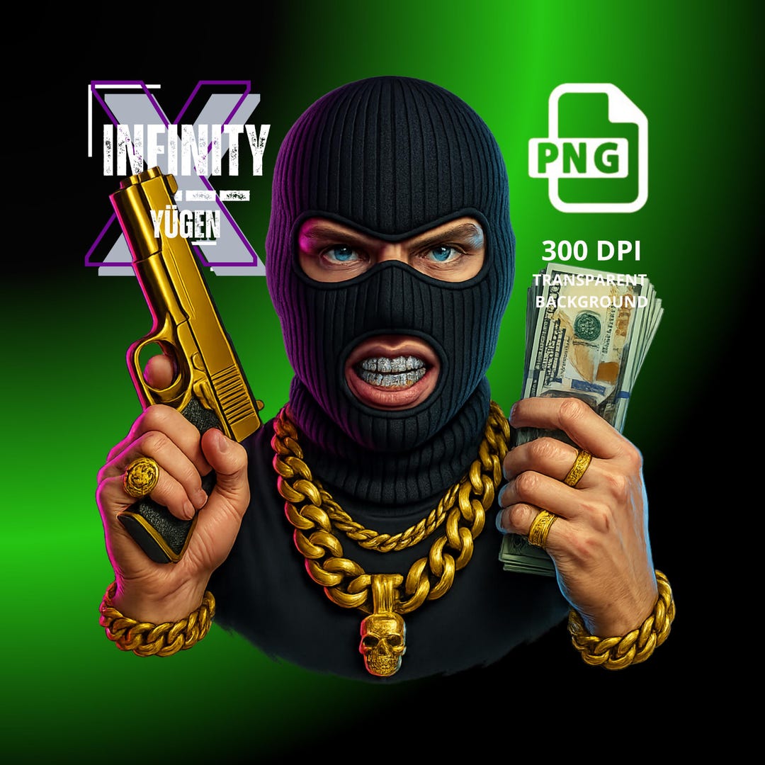 Diamond Gangster PNG Ski Mask Teeth Hustle Guy Png Streetwear Style Png ...
