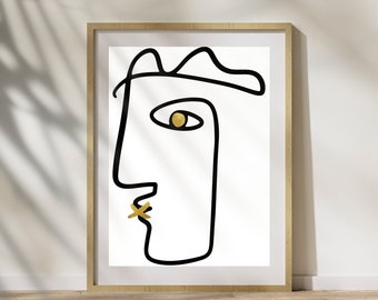 Single Line Face Art Print , Boho Line Art Wall Art , Minimalist Woman ...