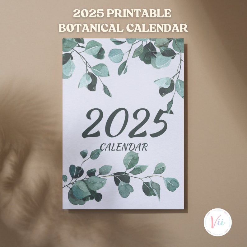 2025 Calendar With Watercolor Leaves | Monthly Calendar | Calendar Sage ...