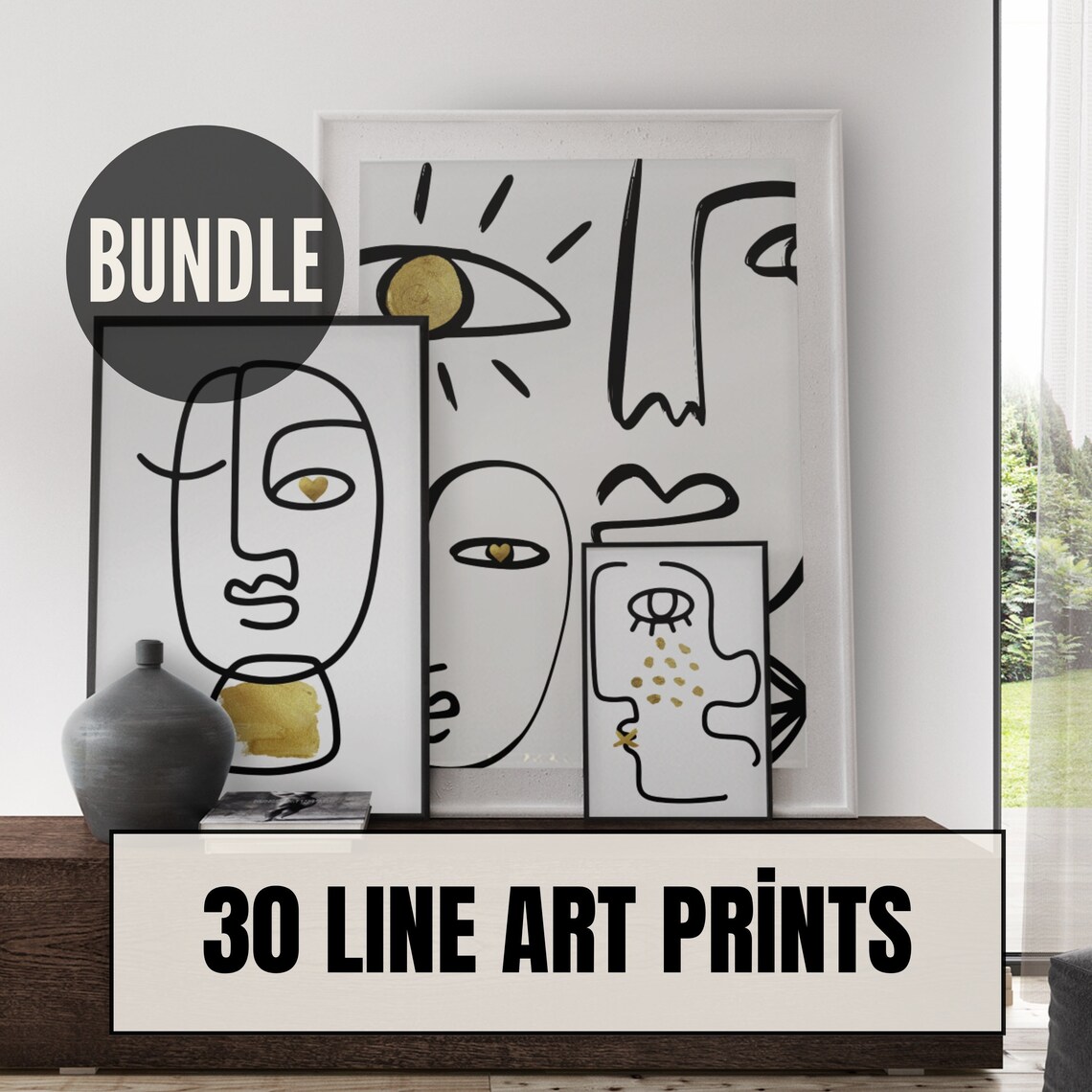 30 One Line Art Bundle Minimalist Eclectic Wall Art Gallery Wall Set ...