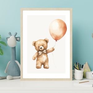 Neutral Nursery Print | Bear Nursery Wall Art | Boho Kids Room Decor ...