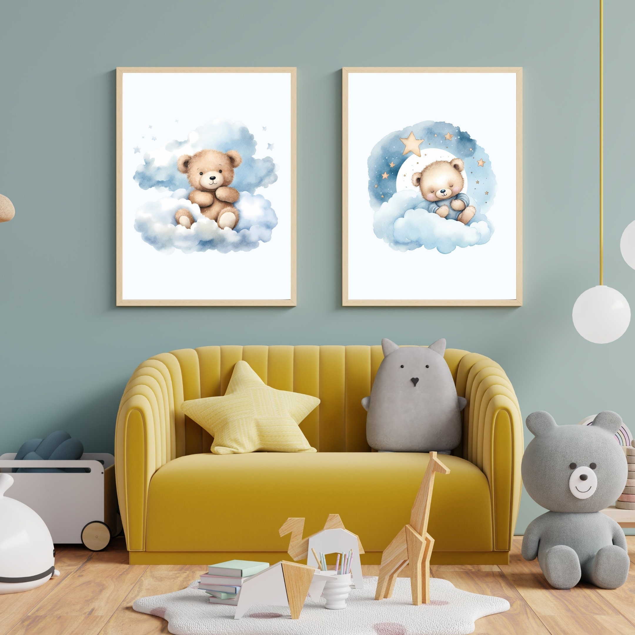 Teddy Bear Nursery Prints Cute Bear Nursery Decor Boys Nursery Decor ...