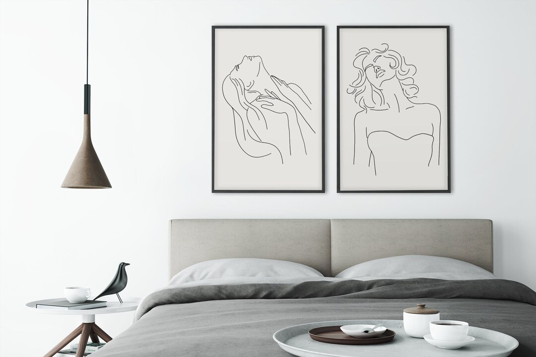 One Line Art Drawing, One Line Art Set of 2 Minimalistic Wall Art ...