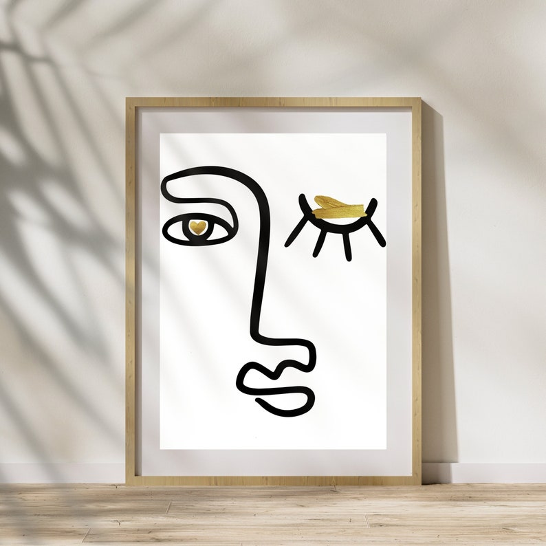 Single Line Face Art Print , Boho Line Art Wall Art , Minimalist Woman ...