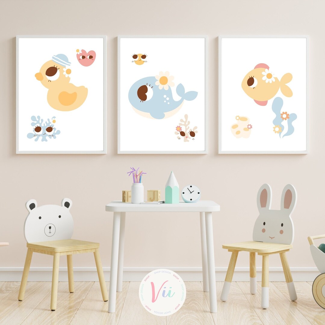 Under the Sea Prints | Cute Ocean Animals | Nautical Undersea Posters ...