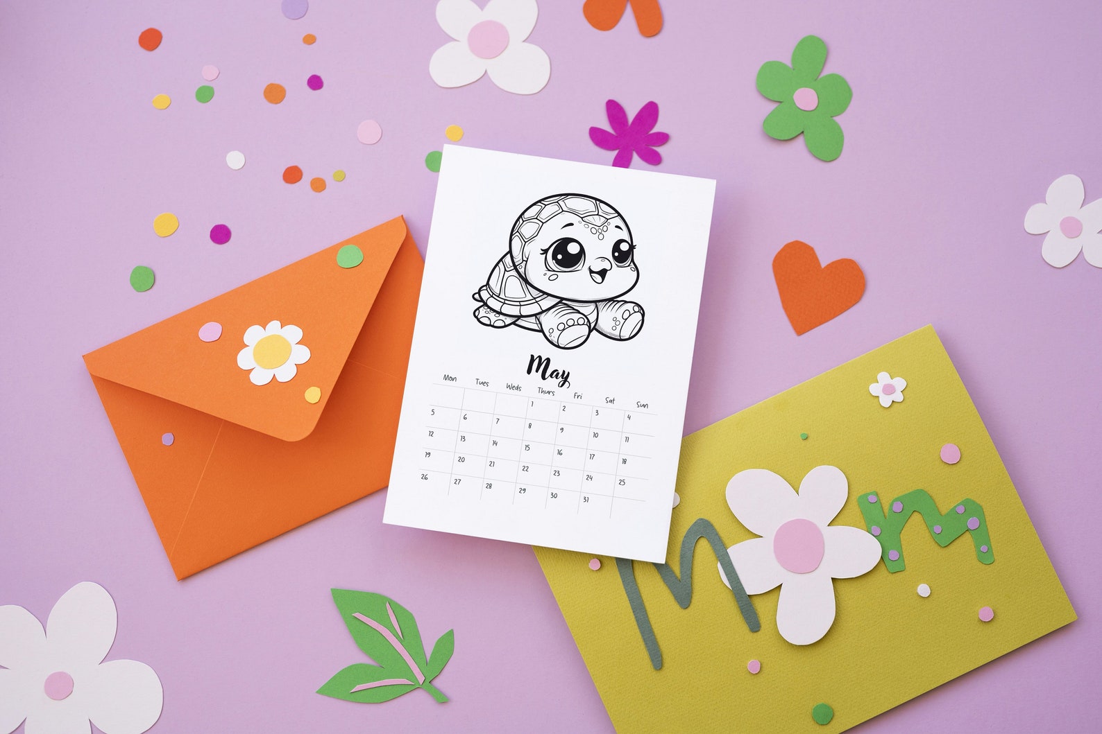 2025 Coloring Calendar Monthly Wall Calendar for Kids Classroom ...