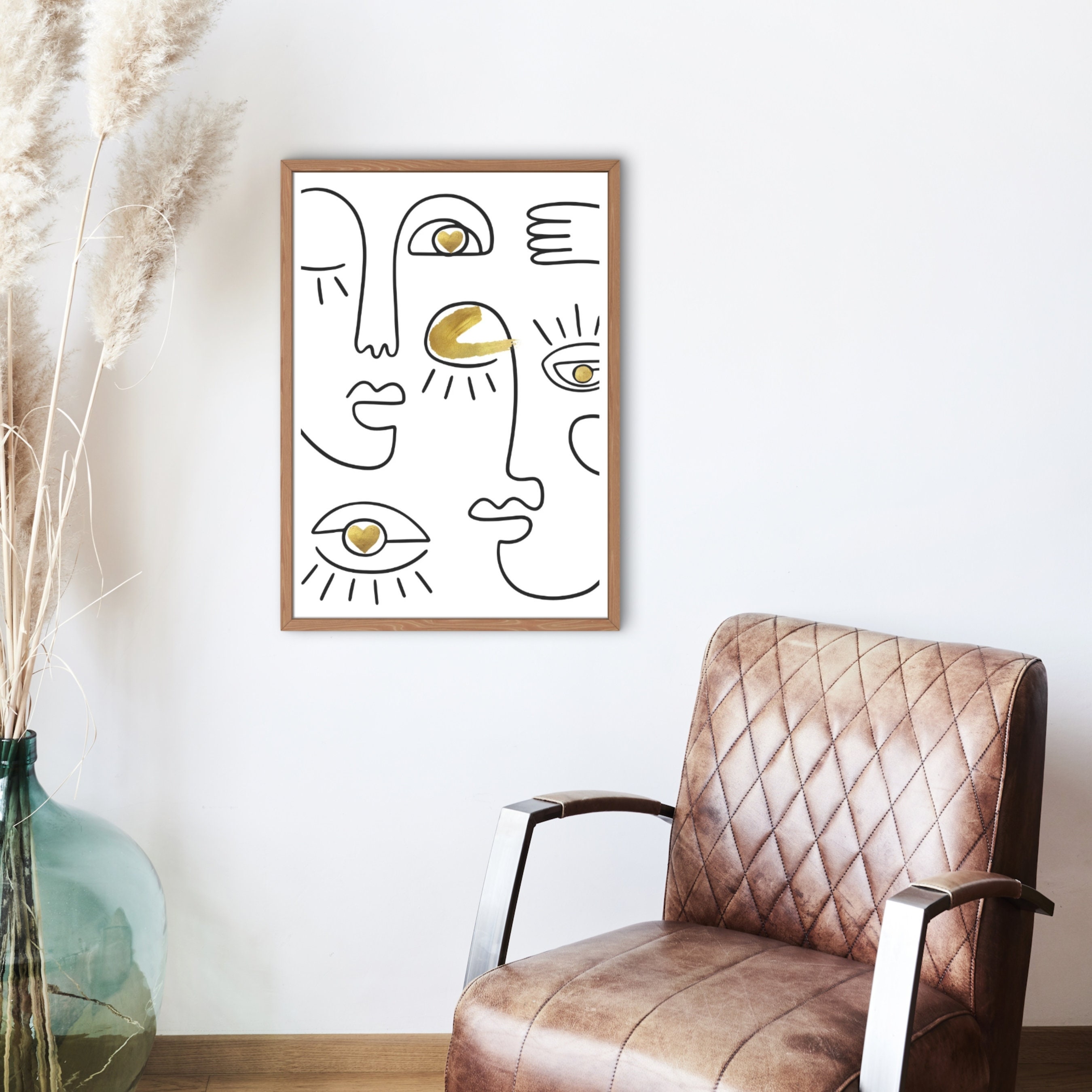 Single Line Face Art Print Boho Line Art Wall Art Minimalist Woman