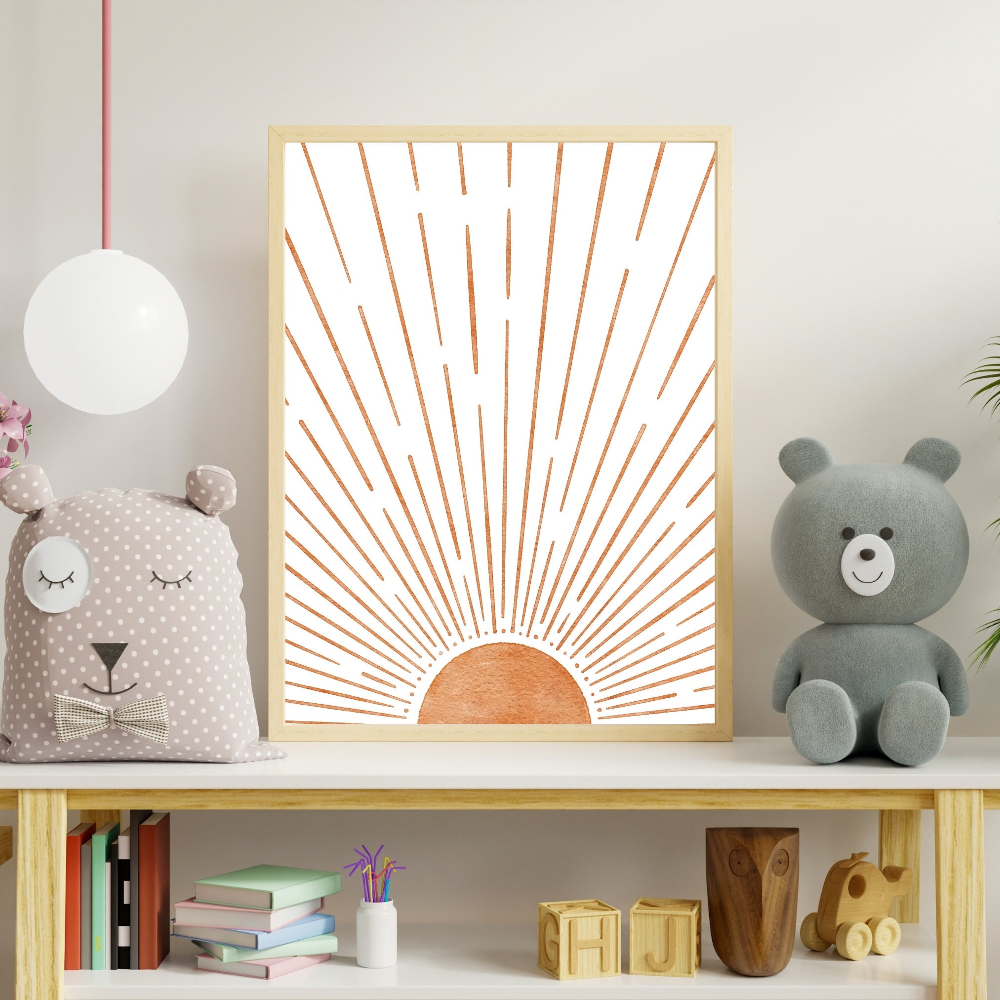 Watercolor Sun Print: Kids Nursery Wall Art (digital Download) - Etsy