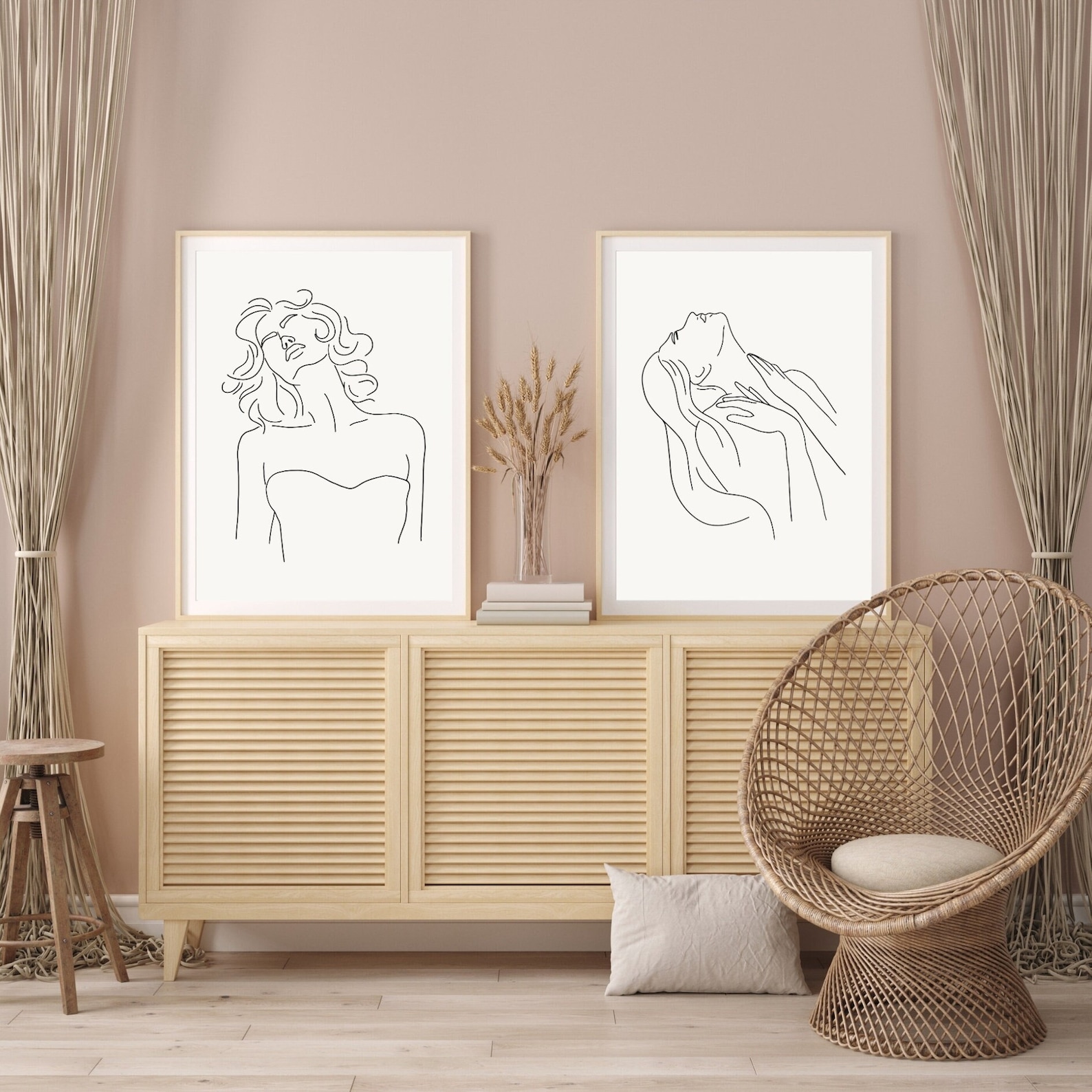 One Line Art Drawing, One Line Art Set of 2 Minimalistic Wall Art ...