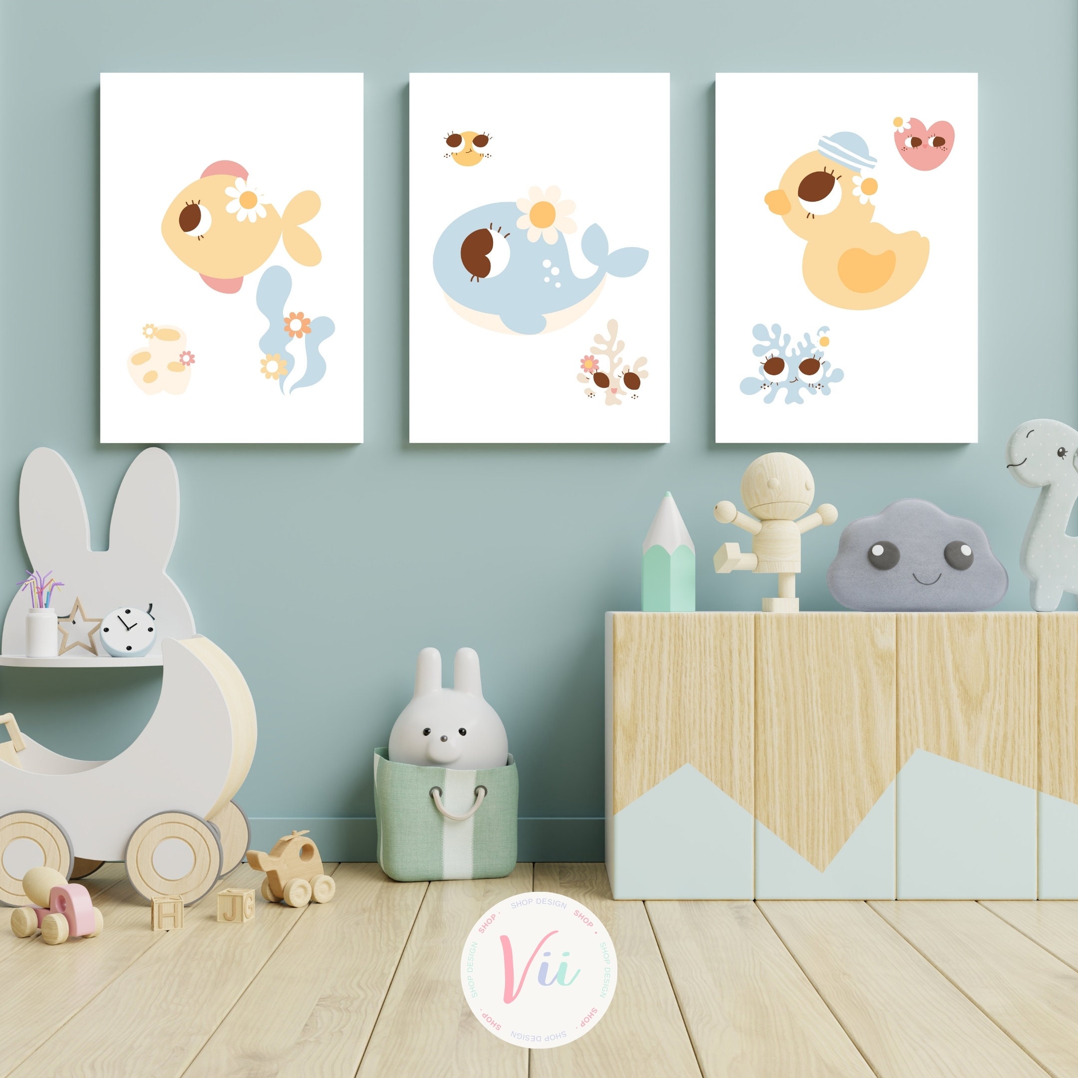 Under the Sea Prints | Cute Ocean Animals | Nautical Undersea Posters ...